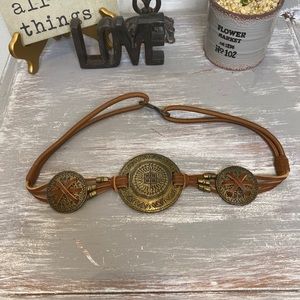 Vintage | Accessories | Vintage 9s Rope Belt Aztec Emblems Real Leather ...